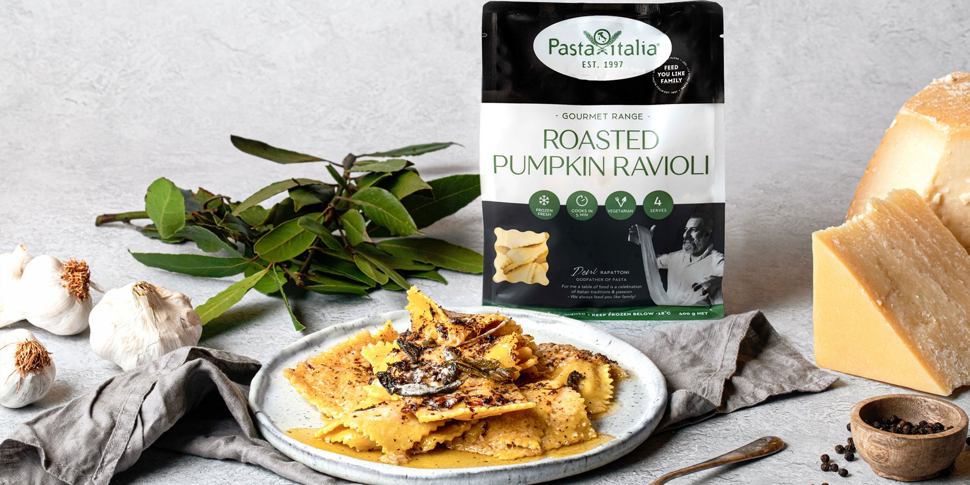 PUMPKIN RAVIOLI, BURNT BUTTER & SAGE RECIPE – Pasta Italia